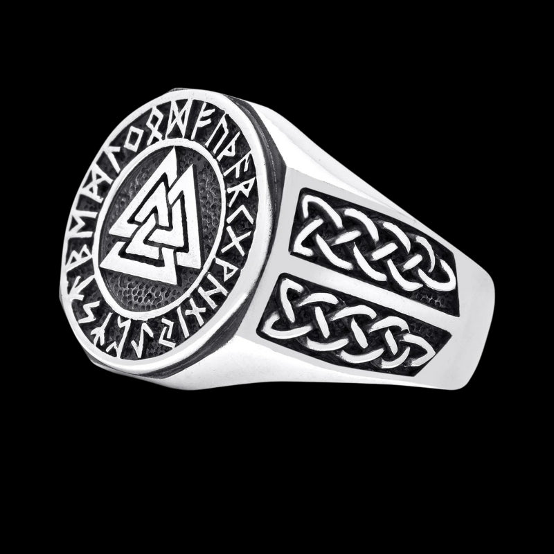 925 Sterling Silver Valknut Norse Runes Knotwork Viking Jewelry Ring ...