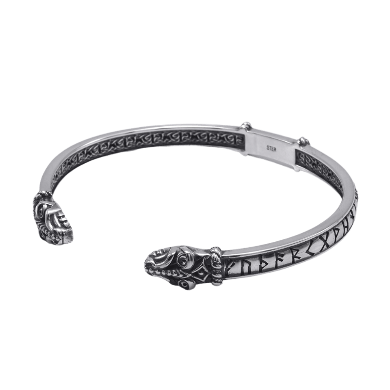 Armring Jormungandr with Elder Futhark Runes | Handmade – vkngjewelry