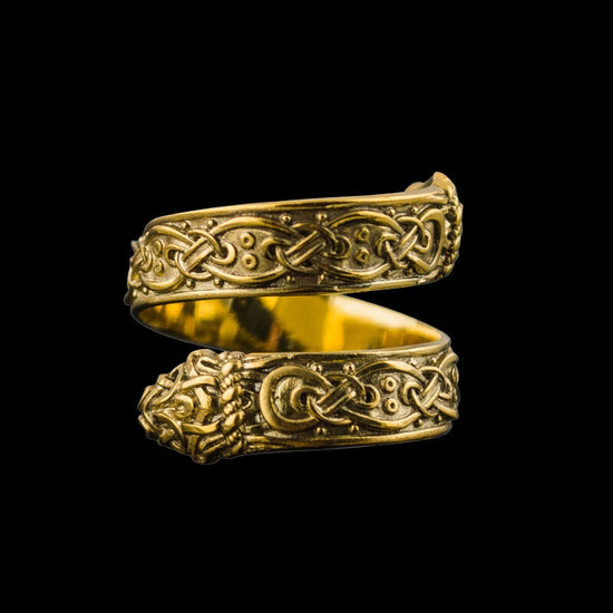 Ouroboros Ornament Norse Gold Ring | Handcrafted – vkngjewelry