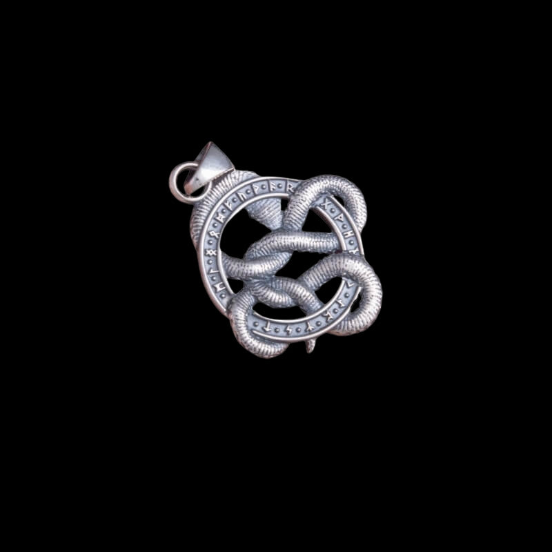 Snake Runes and Red Cubic Zirconia Pendant | Handmade | Viking Jewelry ...