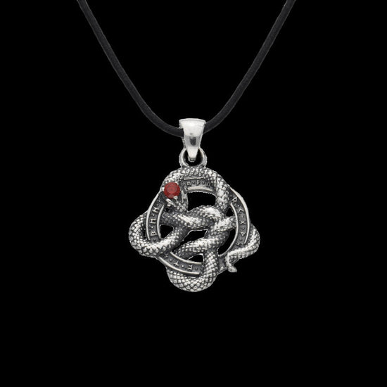 Snake Runes and Red Cubic Zirconia Pendant | Handmade | Viking Jewelry ...